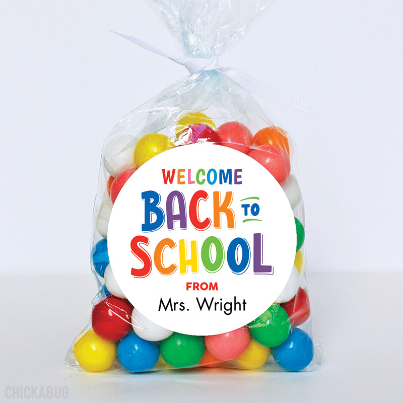 Personalized Rainbow "Welcome Back to School" Stickers for Teachers ...