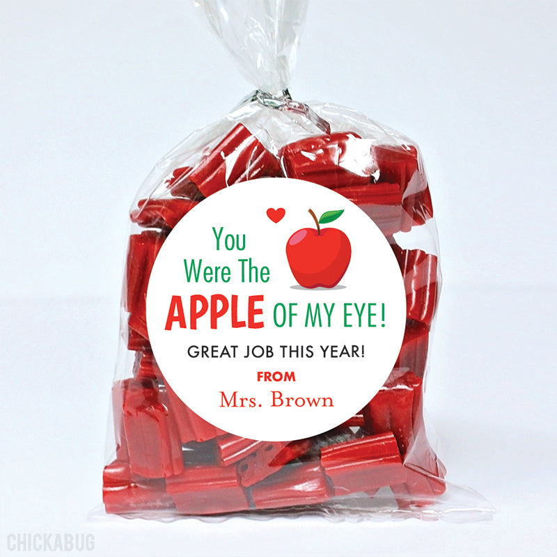 Personalized "Apple of My Eye" Last Day of School Teacher Stickers ...