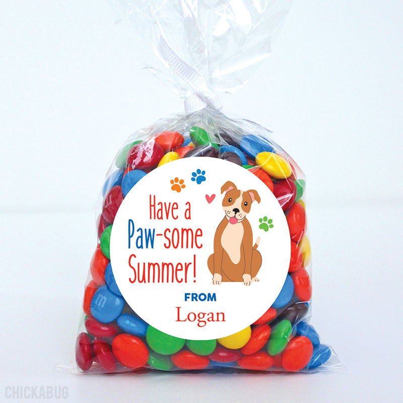 Personalized "Paw-some Summer" Cute Dog Last Day of School Stickers ...