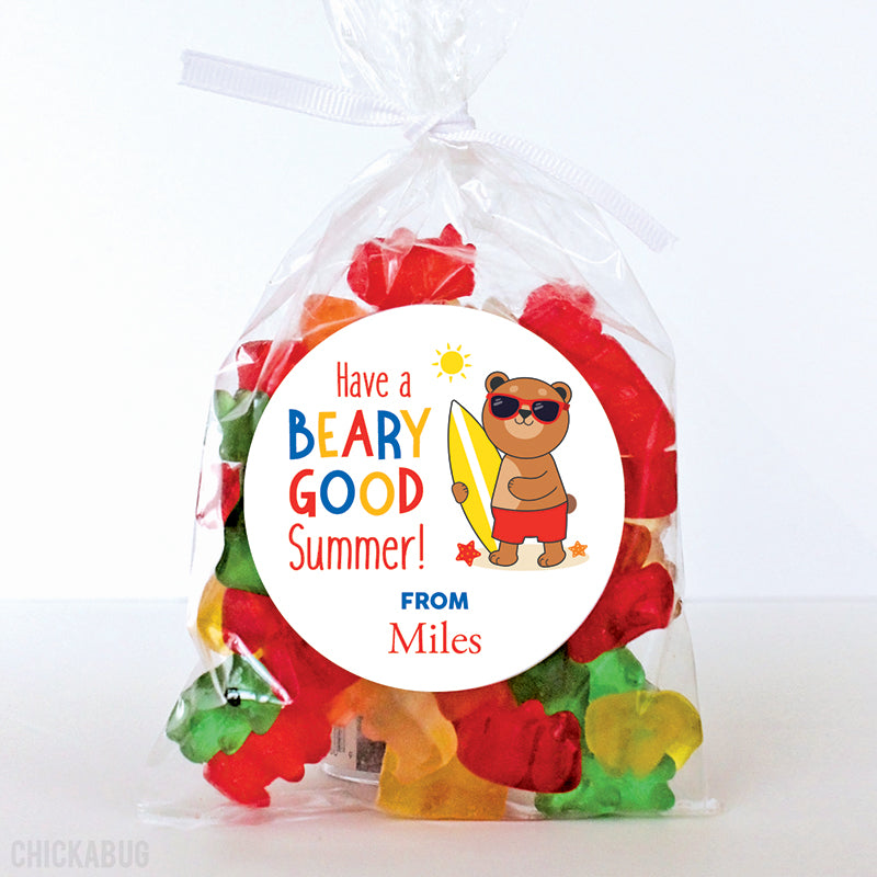 Personalized "Beary Good Summer" Last Day of School Stickers – Chickabug