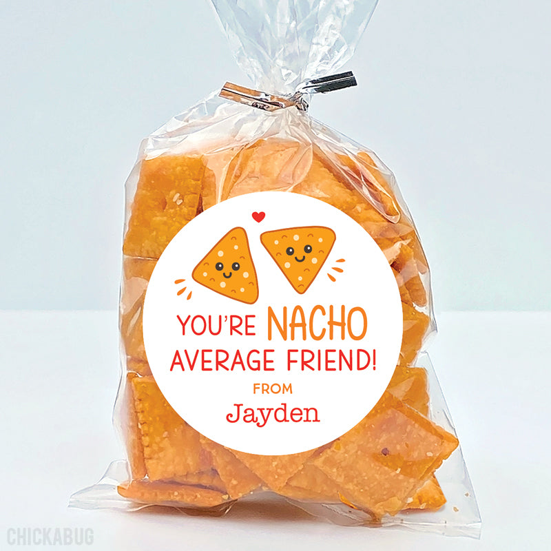 Personalized "Nacho Average Friend" Valentine's Day Stickers – Chickabug