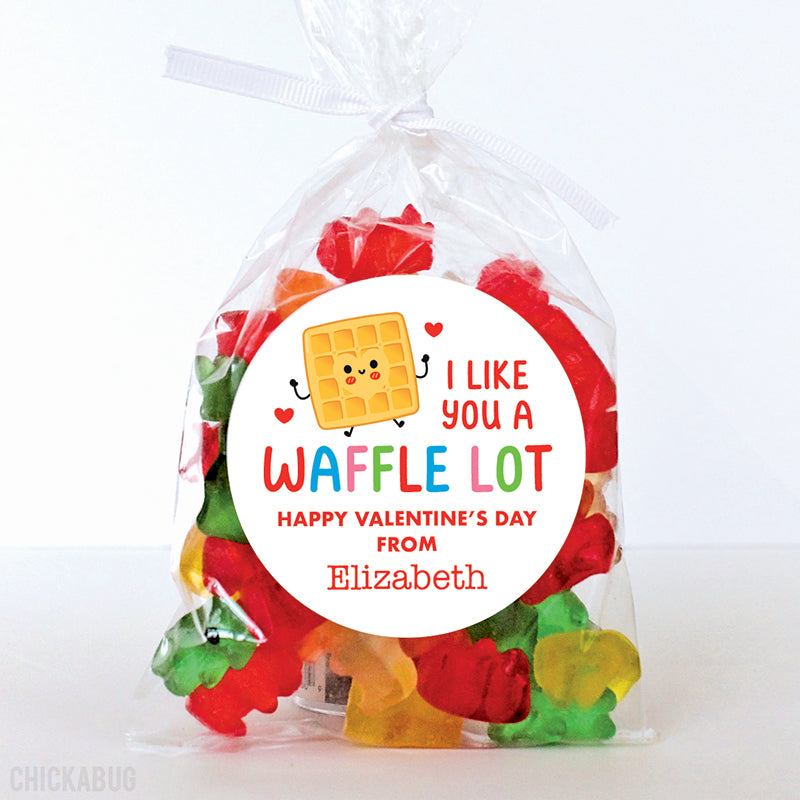 Personalized "I Like You A Waffle Lot" Valentine's Day Stickers – Chickabug