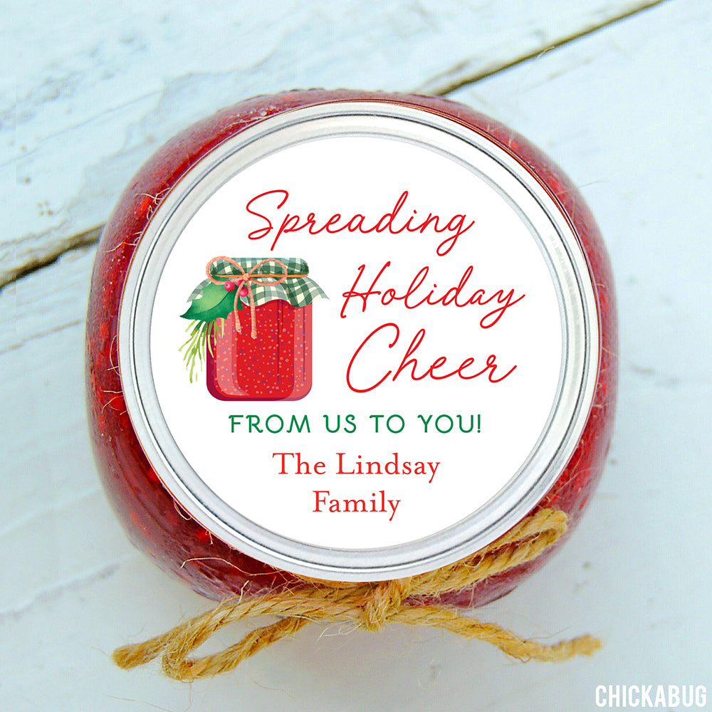 Personalized "Spreading Holiday Cheer" Christmas Jelly or Jam Labels ...