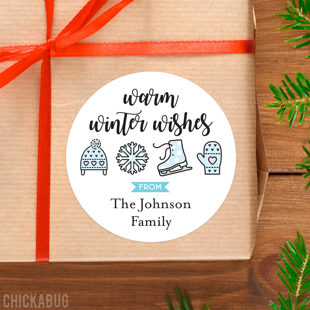 Personalized "Warm Winter Wishes" Holiday Gift Labels – Chickabug