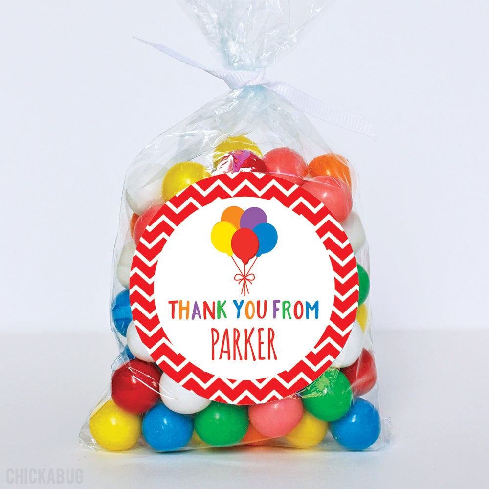 Rainbow Balloons Birthday Party Favor Labels – Chickabug