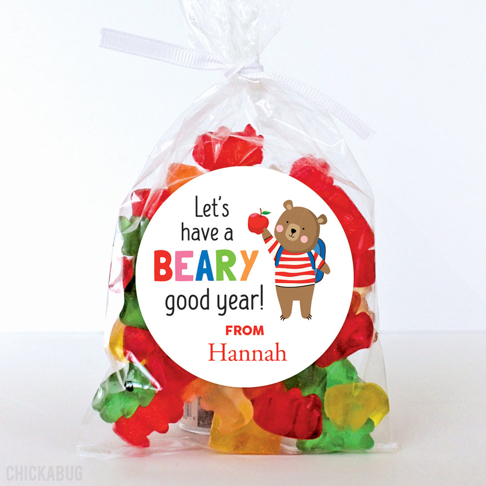 Personalized "Beary Good Year" Bear Back to School Stickers – Chickabug