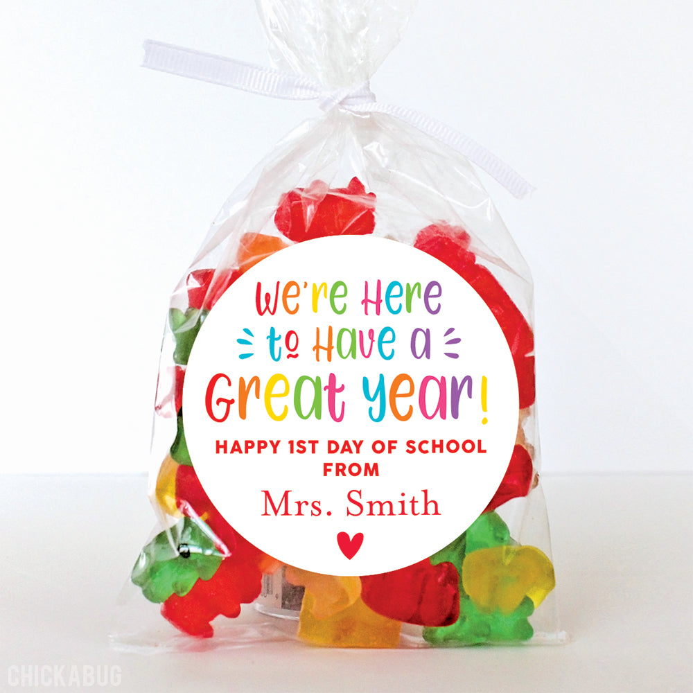 Personalized "Here To Have A Great Year" Back to School Stickers ...