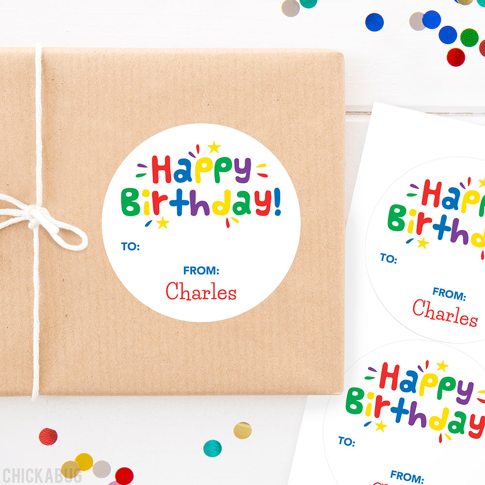 Rainbow Fun Personalized Birthday Gift Labels – Chickabug