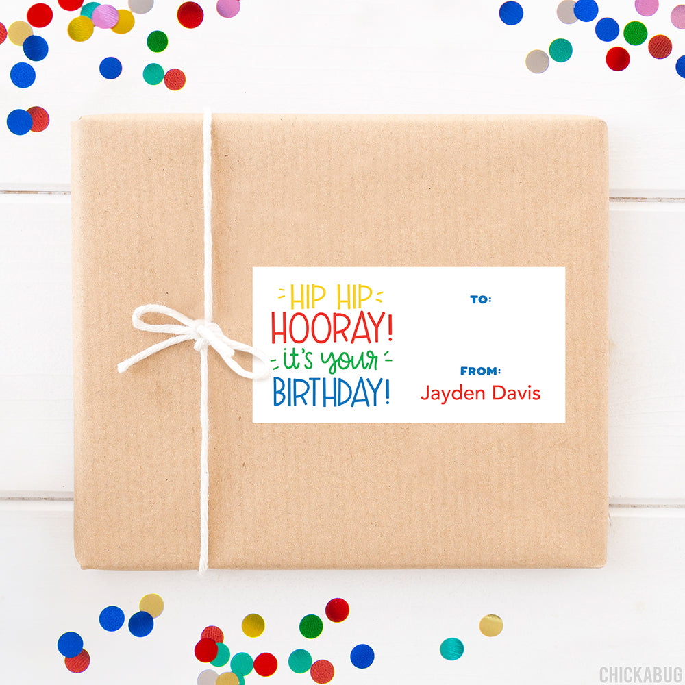 "Hip Hip Hooray!" Personalized Birthday Gift Labels – Chickabug