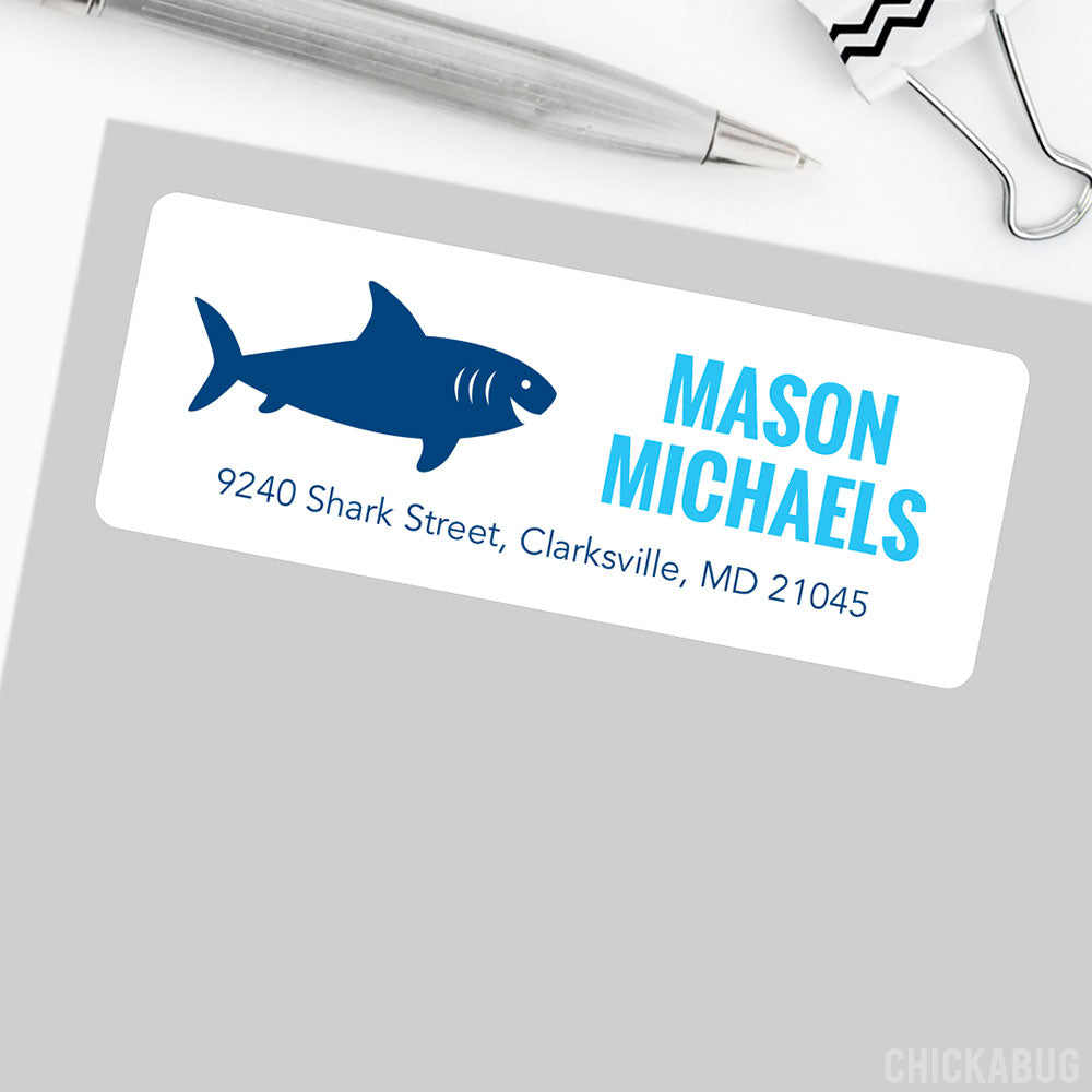 Personalized Shark Return Address Labels | Shark Birthday Address ...