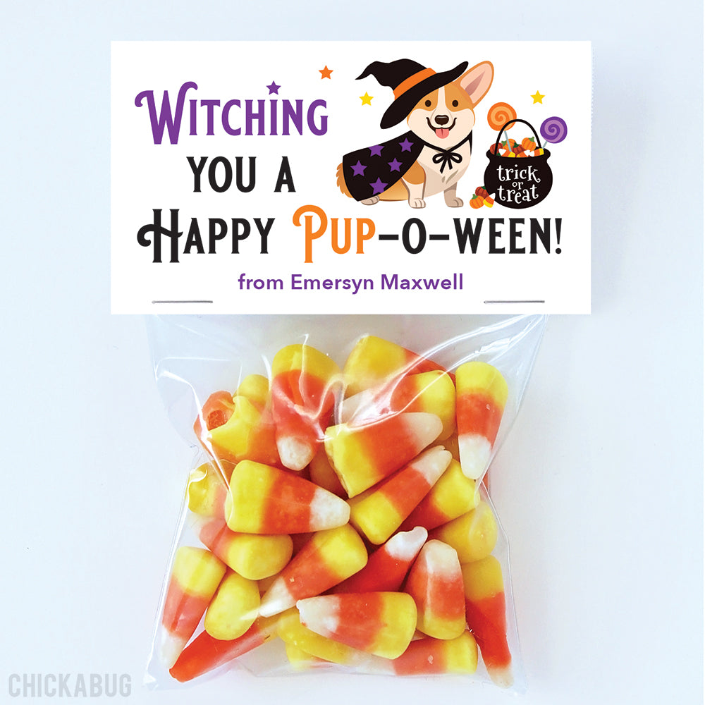 Personalized Corgi Dog "Pup-o-ween" Halloween Treat Bags – Chickabug