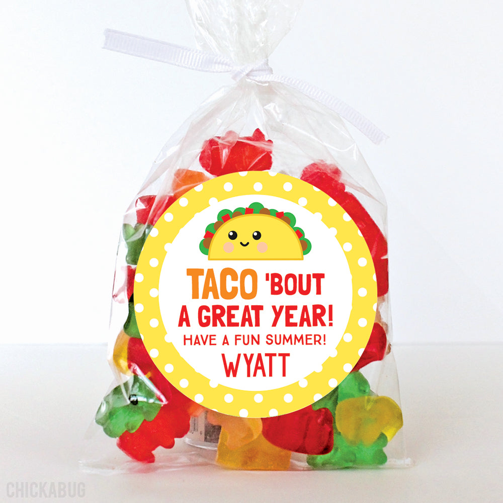 Personalized Taco Last Day of School Stickers – Chickabug