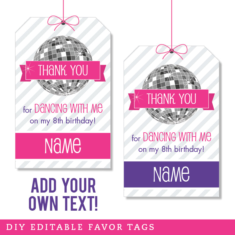 Disco Party Favor Tags (EDITABLE INSTANT DOWNLOAD) – Chickabug