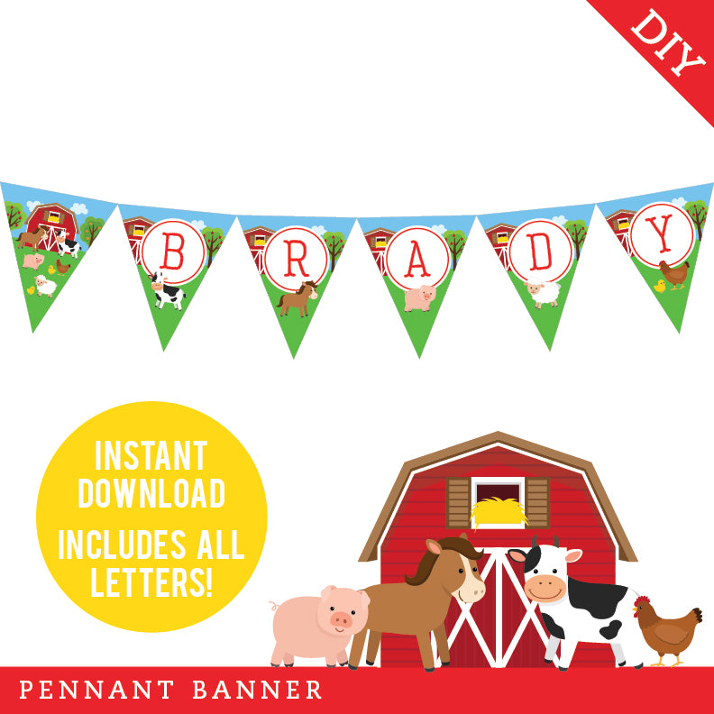 Farm Party Banner (INSTANT DOWNLOAD) – Chickabug