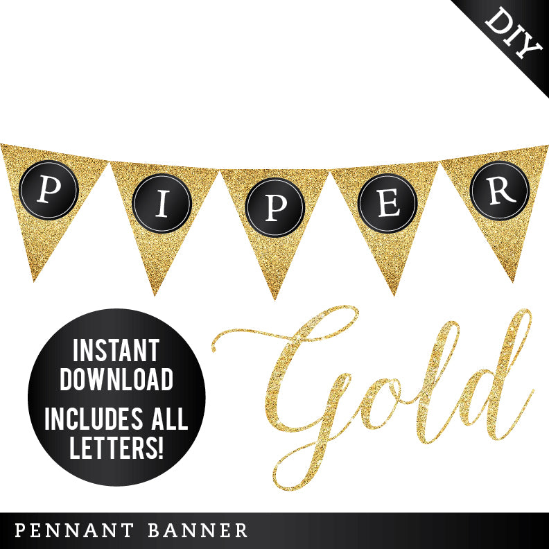 Gold and Black Party Banner (INSTANT DOWNLOAD) – Chickabug