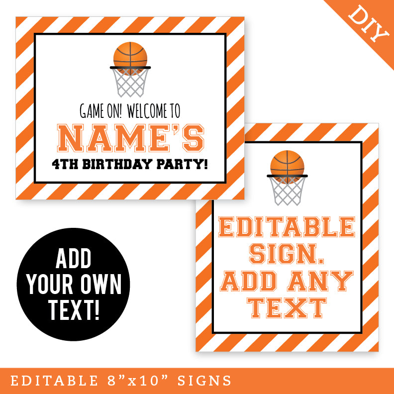 Basketball Party Signs (EDITABLE INSTANT DOWNLOAD) – Chickabug