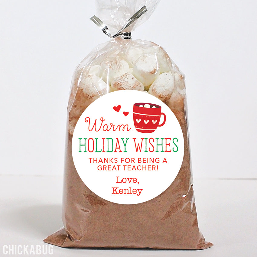 Personalized "Warm Holiday Wishes" Teacher Appreciation Stickers ...