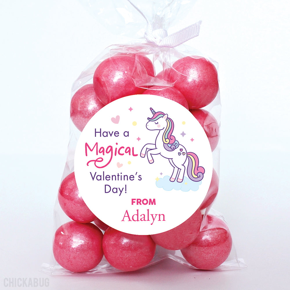Personalized Magical Unicorn Valentine's Day Stickers – Chickabug