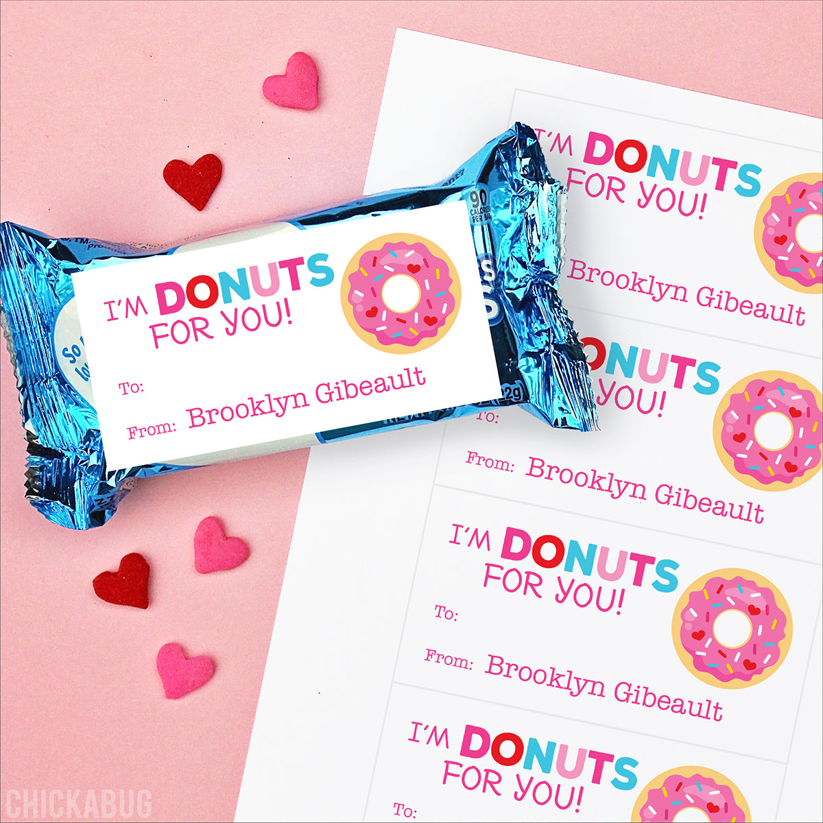 Personalized Donut "Donuts For You" Valentine's Day Gift Labels – Chickabug