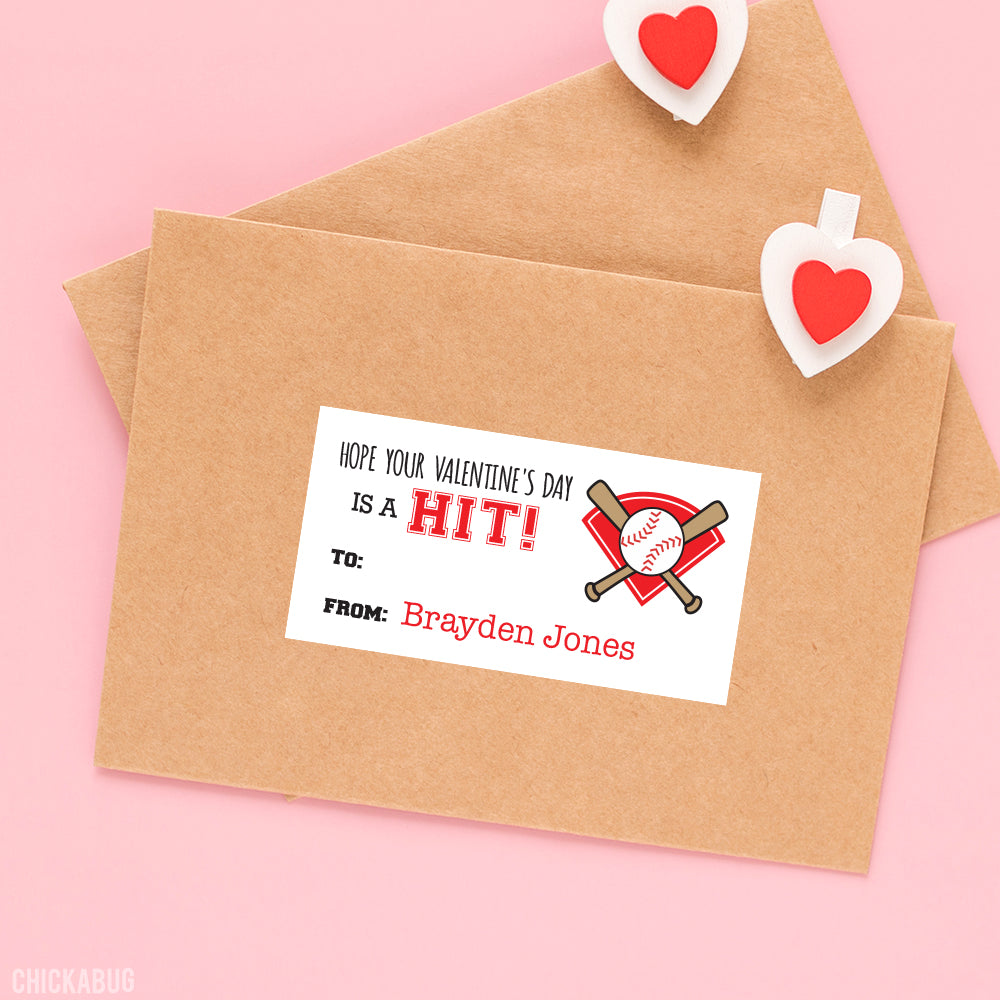 Personalized Baseball Valentine's Day Gift Labels – Chickabug