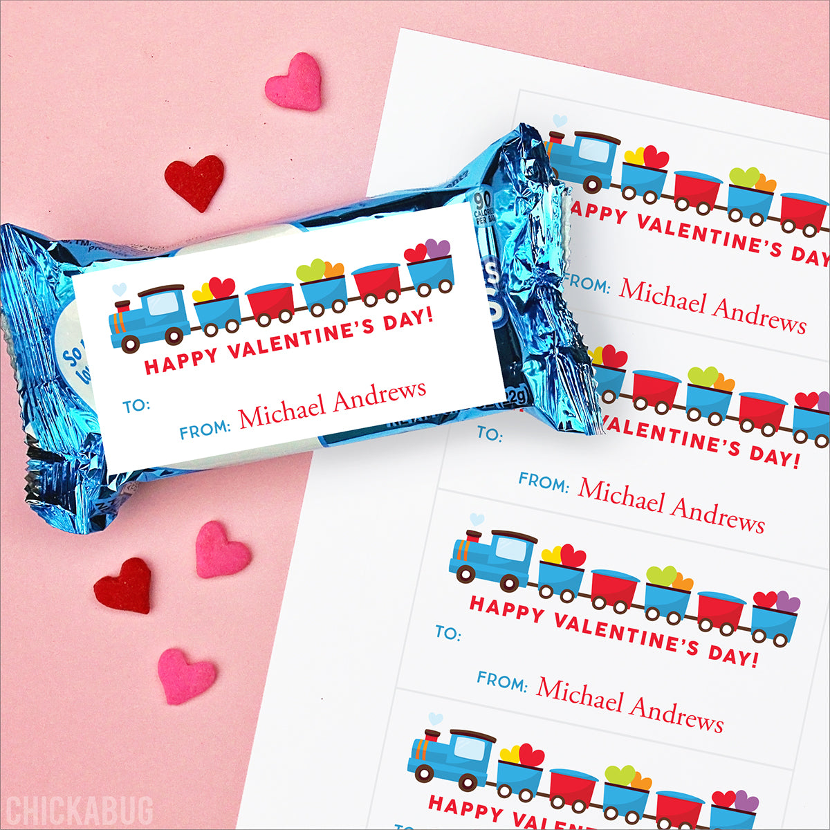 Personalized Train Valentine's Day Gift Labels – Chickabug