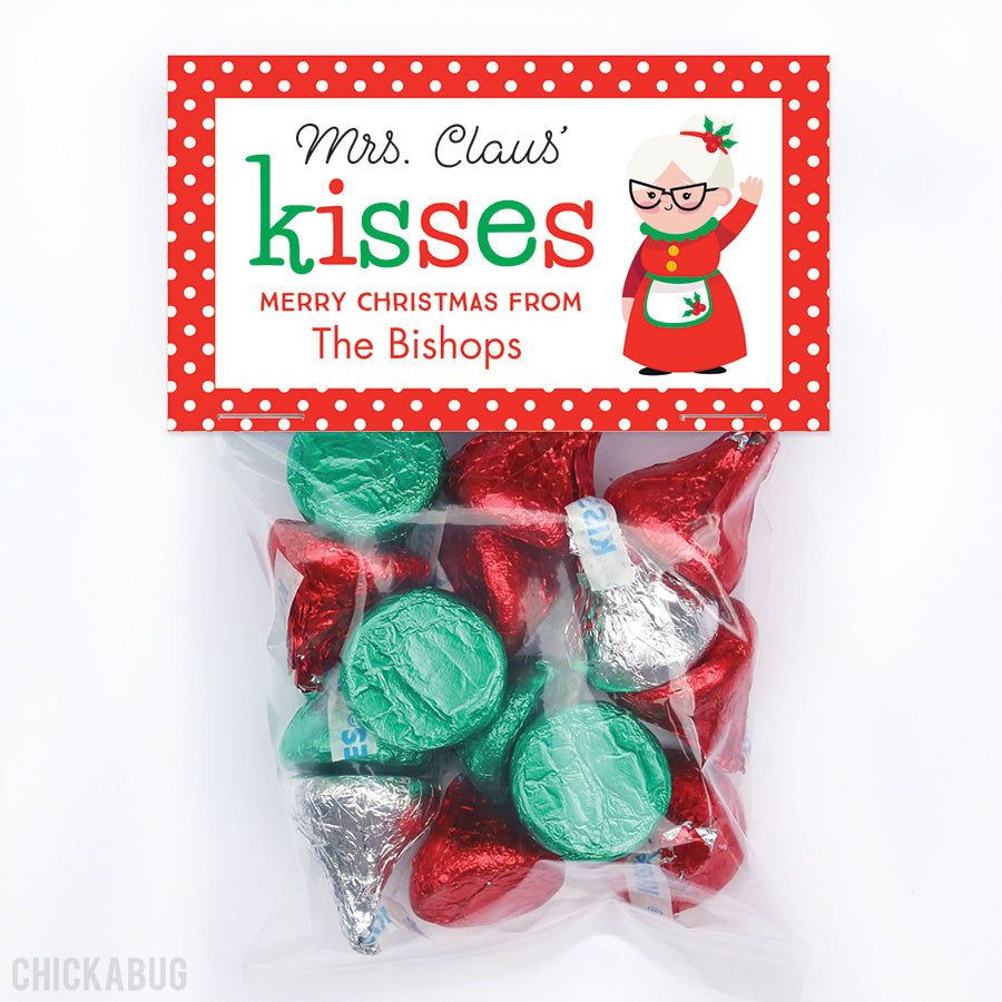 Personalized "Mrs. Claus' Kisses" Christmas Treat Bags – Chickabug