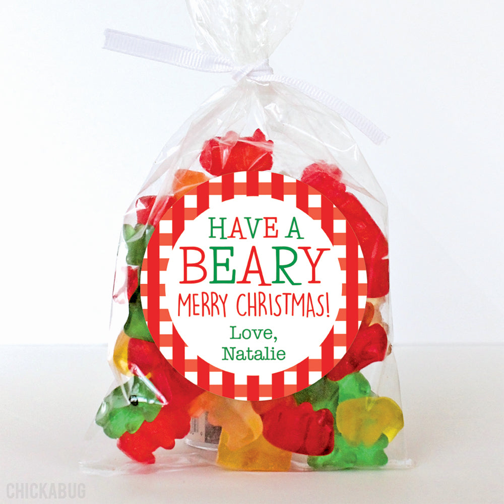 Personalized "Have a BEARY Merry Christmas" Stickers – Chickabug