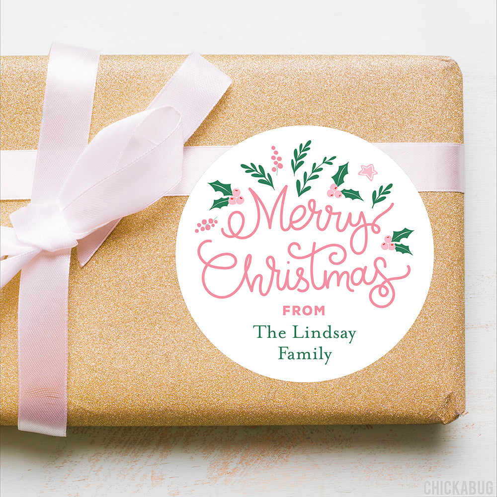 Pink Merry Christmas Gift Labels – Chickabug