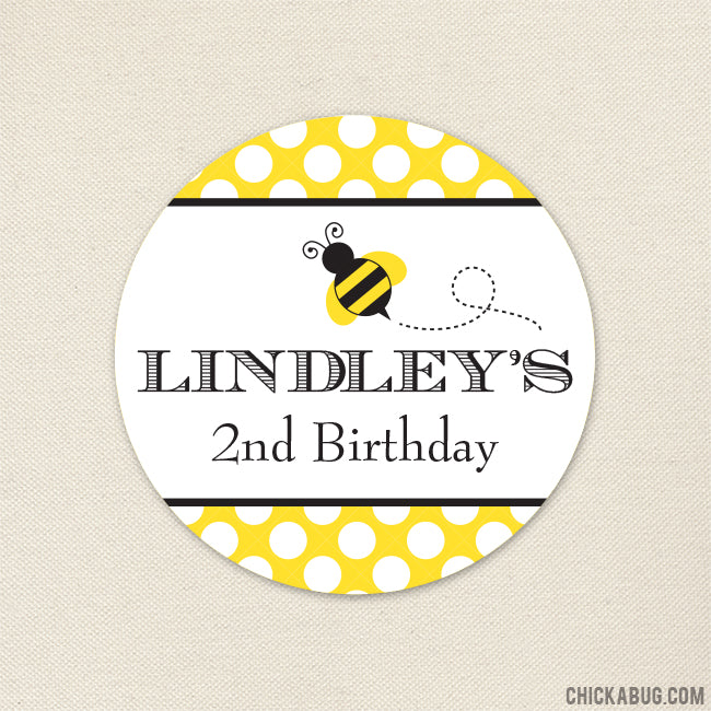 Personalized Bumblebee Birthday Stickers – Chickabug
