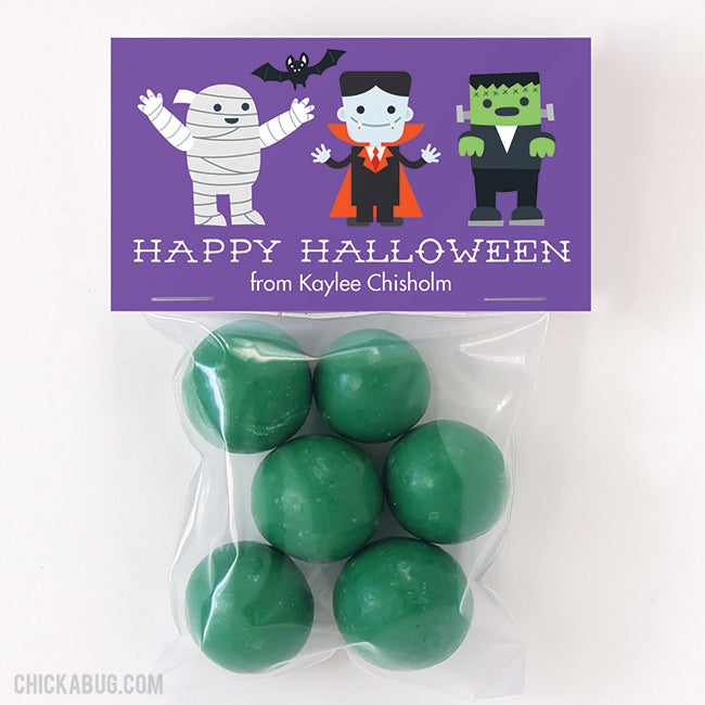 Personalized Vampire, Mummy, and Frankenstein Halloween Treat Bags ...
