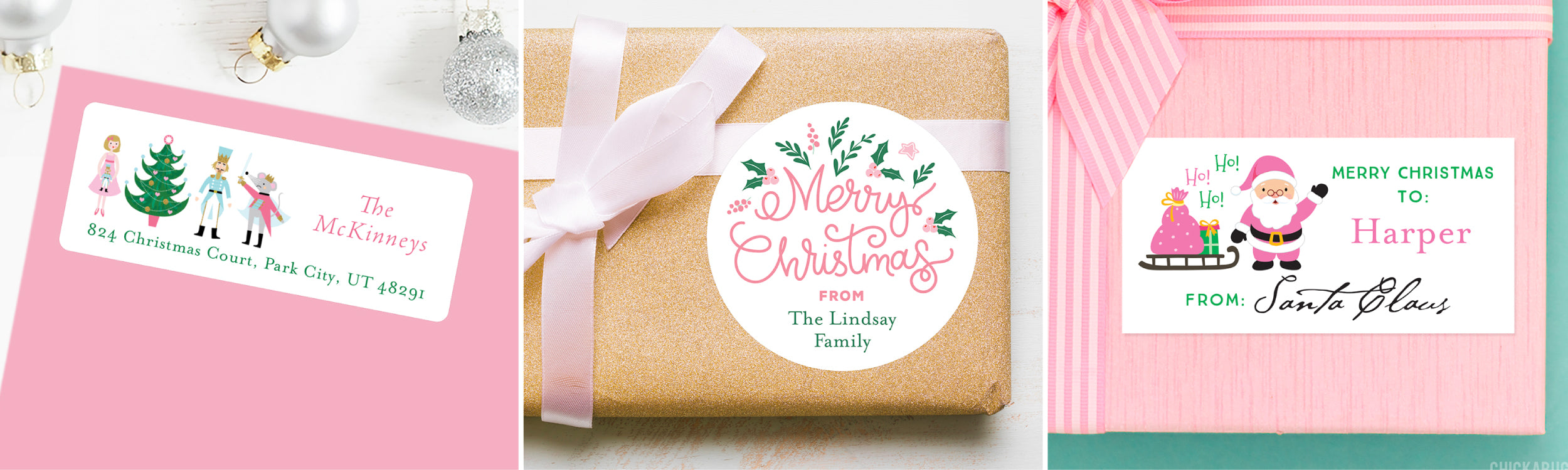 Personalized PINK Christmas Gift Labels & Gift Wrapping Tags – Chickabug