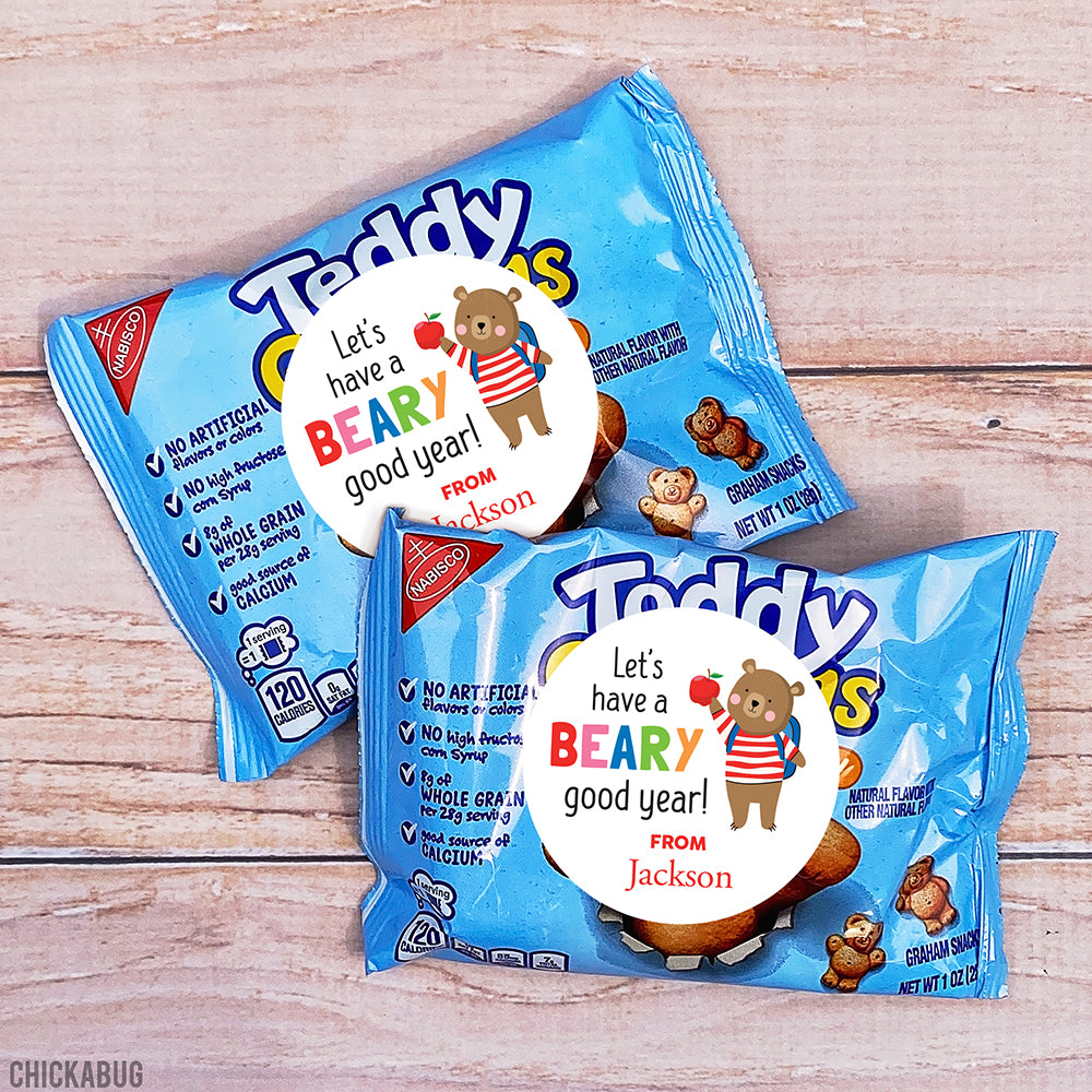 Personalized "Beary Good Year" Bear Back to School Stickers – Chickabug
