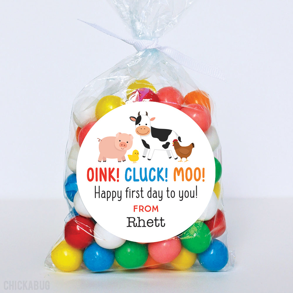 Personalized "Oink Cluck Moo" Farm Animals Back to School Stickers ...