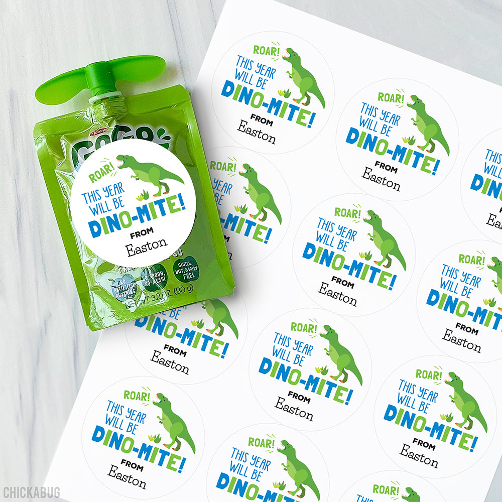 Personalized Dinosaur Back to School Stickers – Chickabug