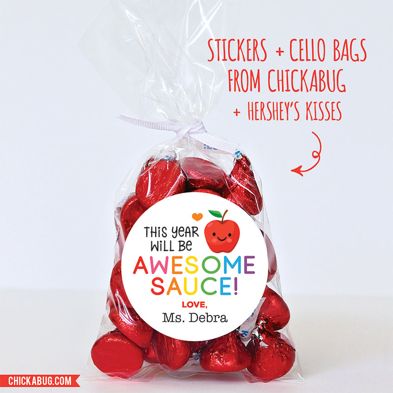 Personalized "Awesome-Sauce" Applesauce Back to School Stickers – Chickabug