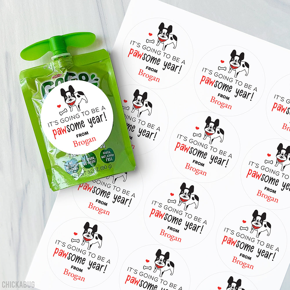 Cute Dog "Paw-some Year" Personalized Back to School Stickers – Chickabug