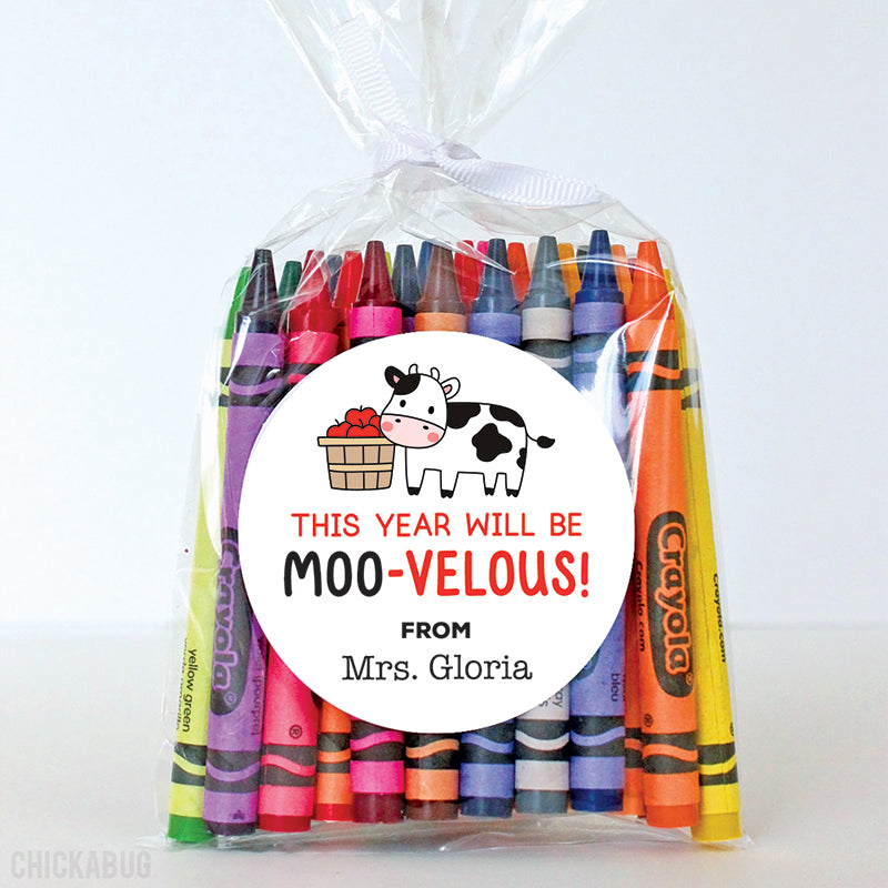 Personalized "This Year Will Be Moo-velous" Back to School Stickers ...