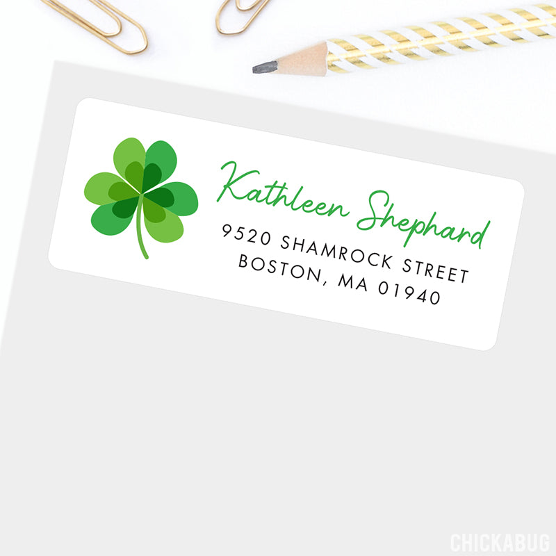 Personalized Shamrock Return Address Labels – Chickabug