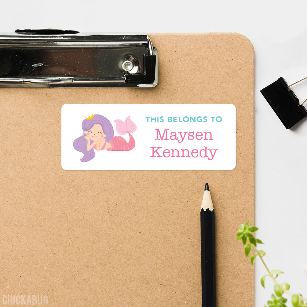 Mermaid Personalized "This Belongs To" Labels – Chickabug