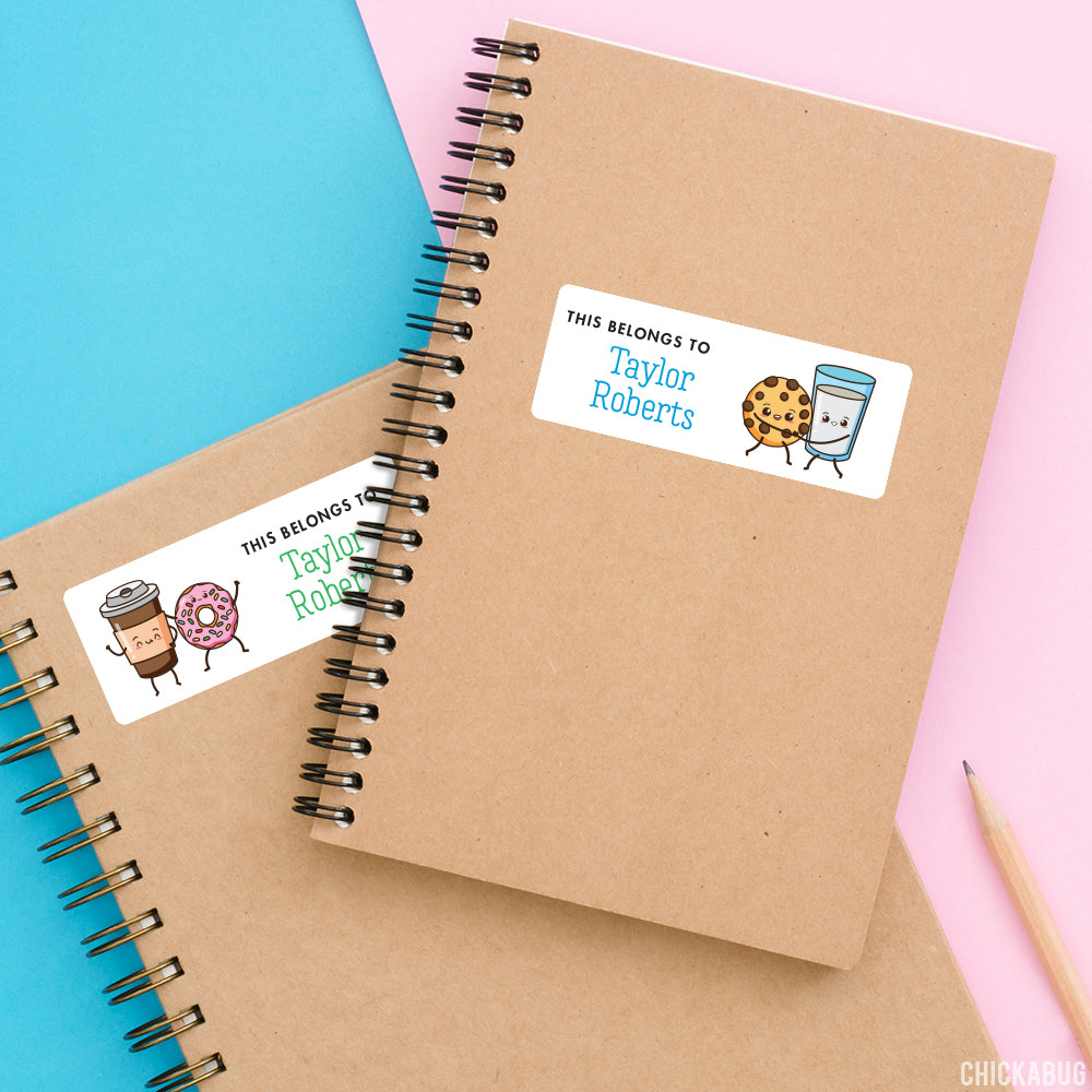 Cute Snack Food Friends Personalized "This Belongs To" Labels – Chickabug