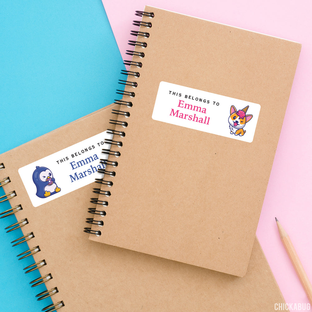 Animal Snackers Personalized "This Belongs To" Labels - Unicorn, Corgi ...