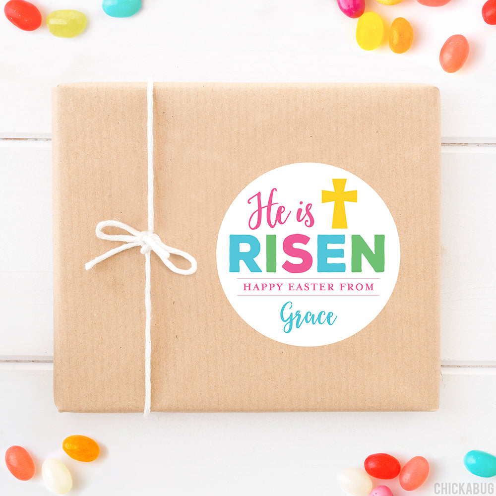 Personalized "He Is Risen" Religious Easter Stickers – Chickabug