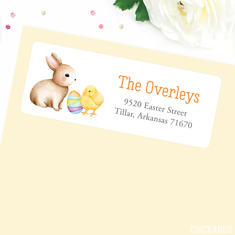 Personalized Watercolor Bunny and Chick Easter Address Labels – Chickabug