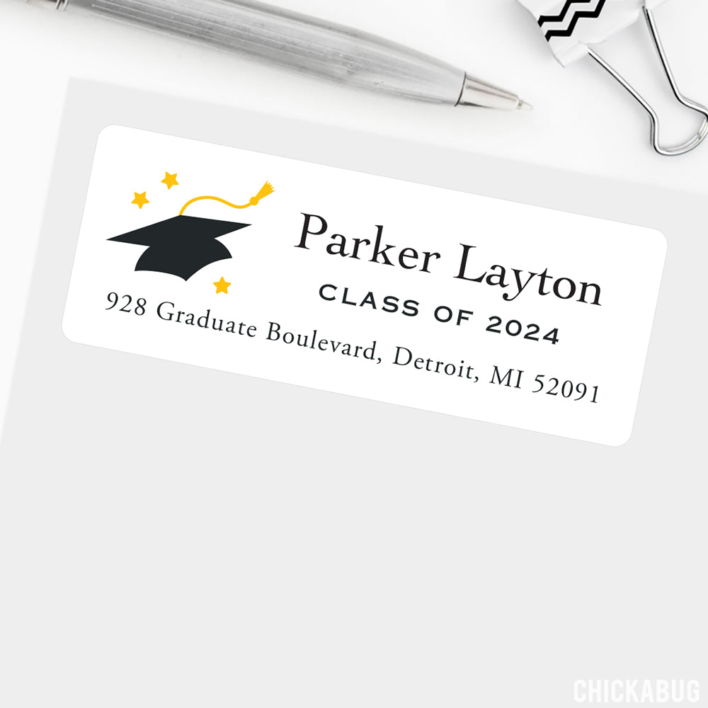 Personalized Flying Graduation Cap Return Address Labels – Chickabug