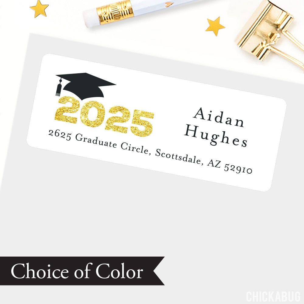 Personalized Gold Class of 2025 Graduation Return Address Labels ...