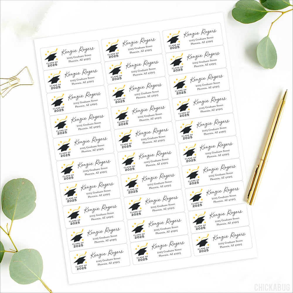 Personalized Script Graduation Cap Return Address Labels – Chickabug