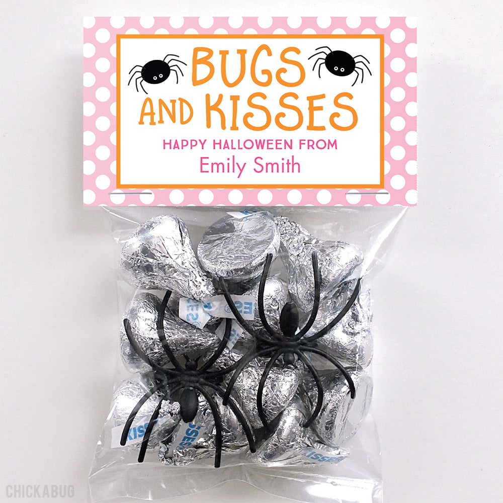 Personalized Pink "Bugs and Kisses" Halloween Treat Bags - So Cute ...