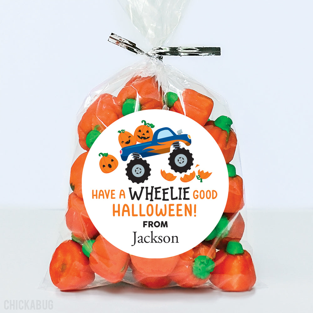Personalized Monster Truck "Wheelie Good Halloween" Stickers – Chickabug