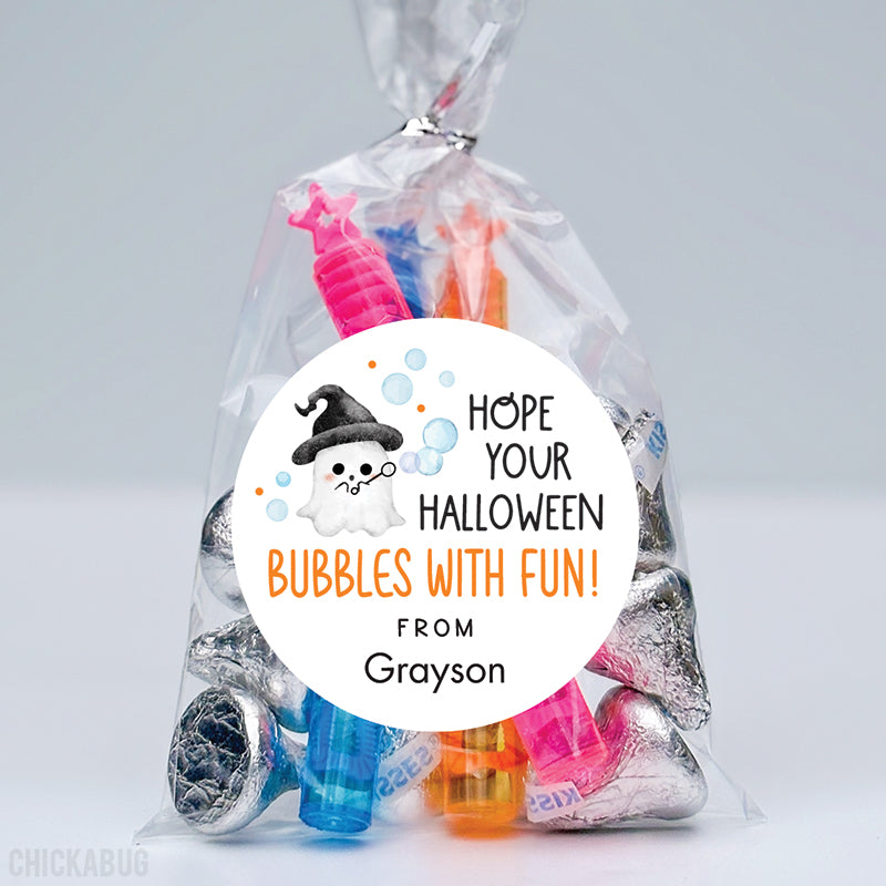Personalized Cute Ghost "Bubbles With Fun" Halloween Bubble Labels ...