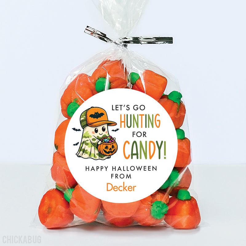 Personalized Ghost Hunter "Hunting for Candy" Halloween Stickers ...